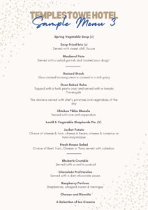 Menus - The Templestowe Hotel
